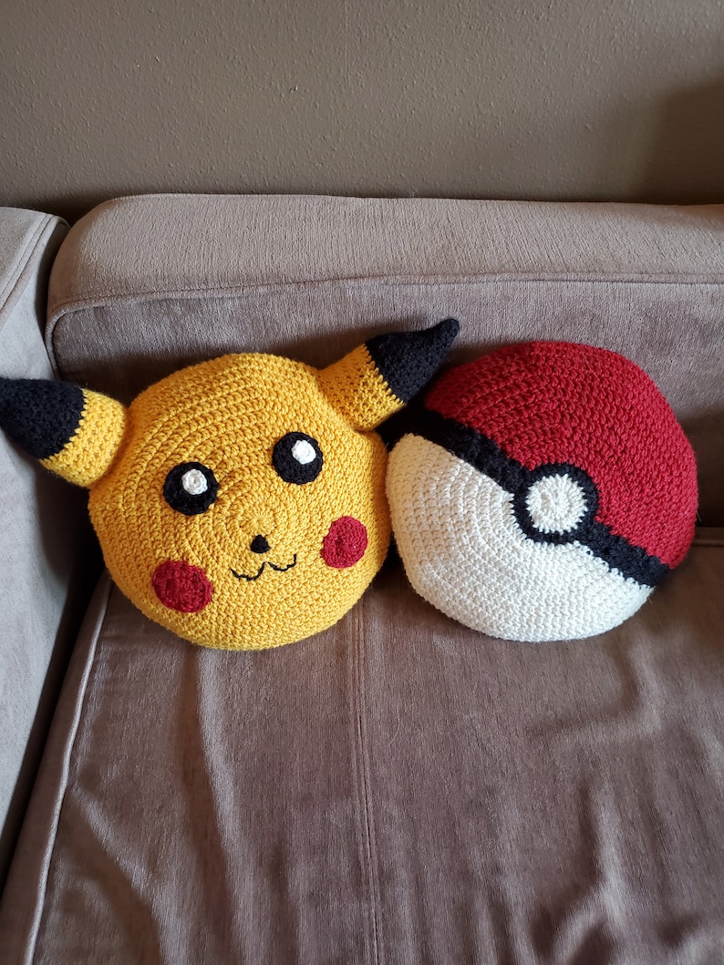 Pikachu & Pokeball Throw Pillow Set - Crochet Pattern - Etsy