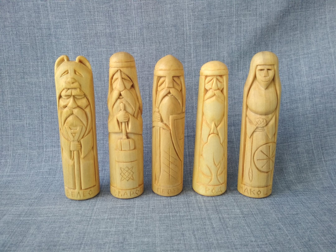 Hand Carved Wood Slavic Gods. Handmade Unique Pagan Idol. Wooden Slavic ...