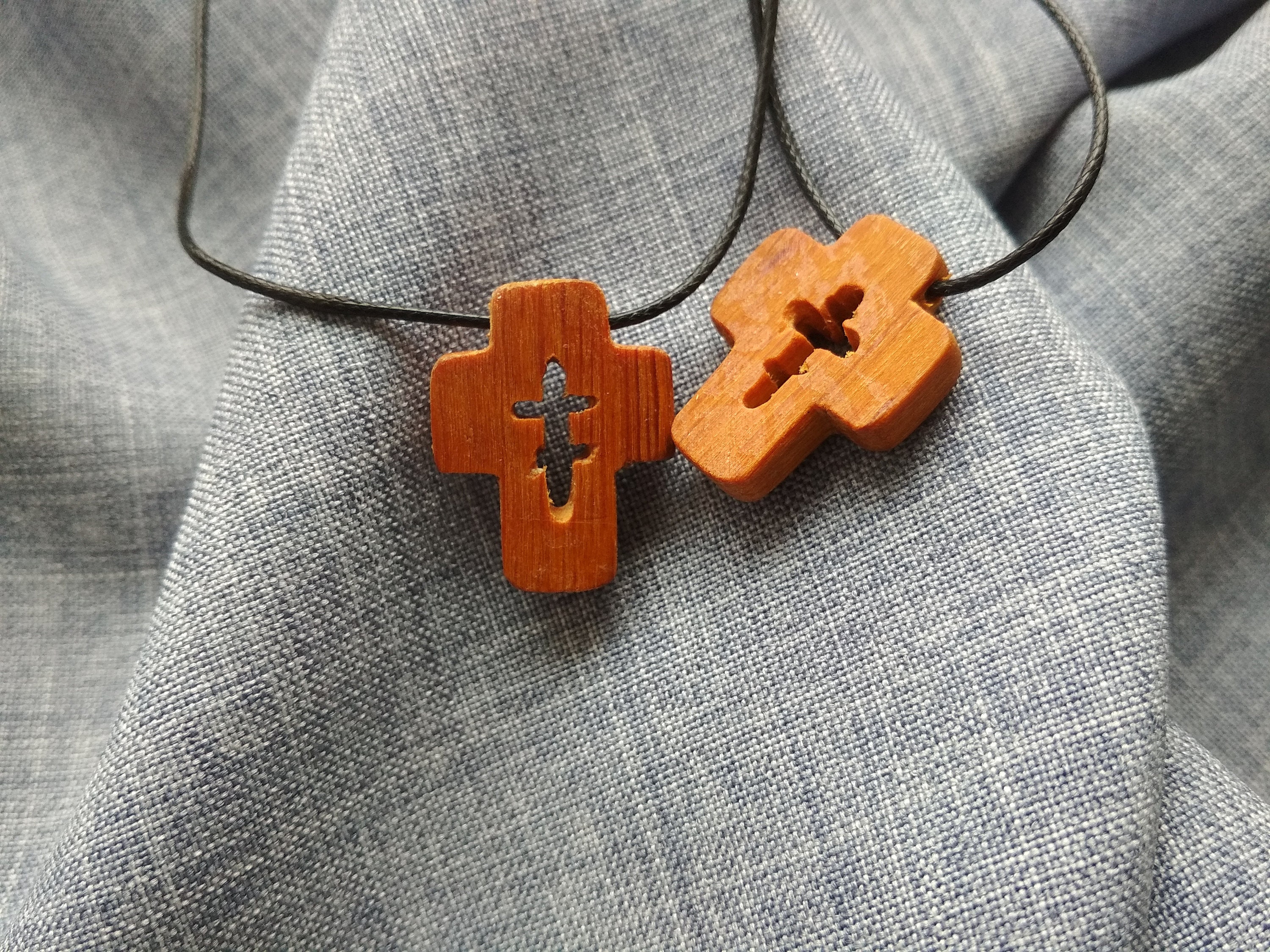 Handmade Wood Carved Cross Pendant. Unique Hand Carved Wooden Cross ...
