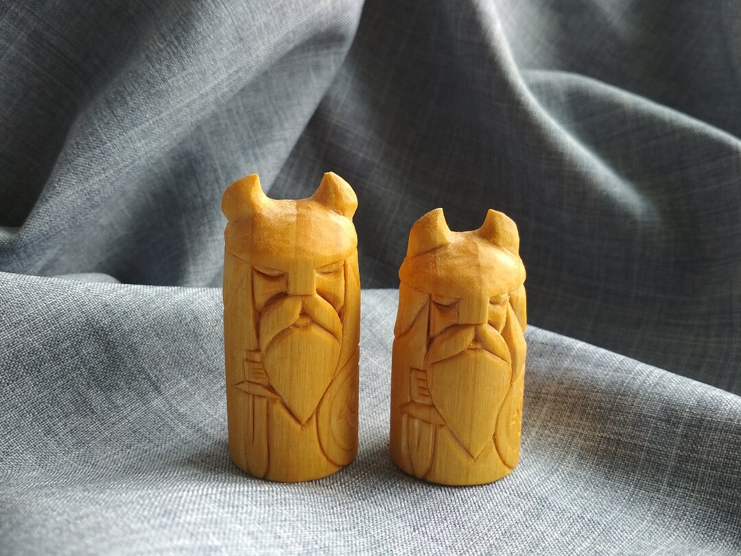 Medieval Handmade Wooden Viking Figurine Hand Carved Small Statue Wood ...