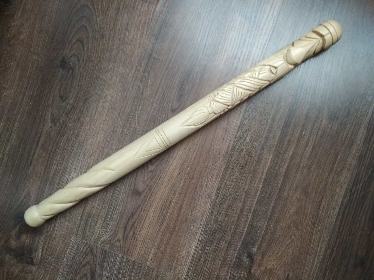 Handmade Carved Wood Baton. Viking Wood Carved Bat. Baseball Bat. Gift ...