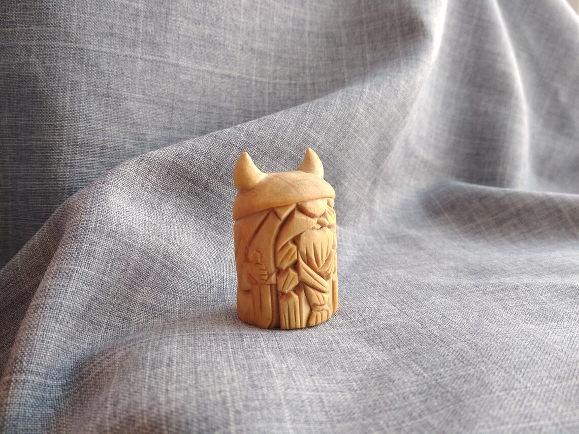 Hand Carved Small Wooden Viking Figurine Handmade Wood Carved Idol ...