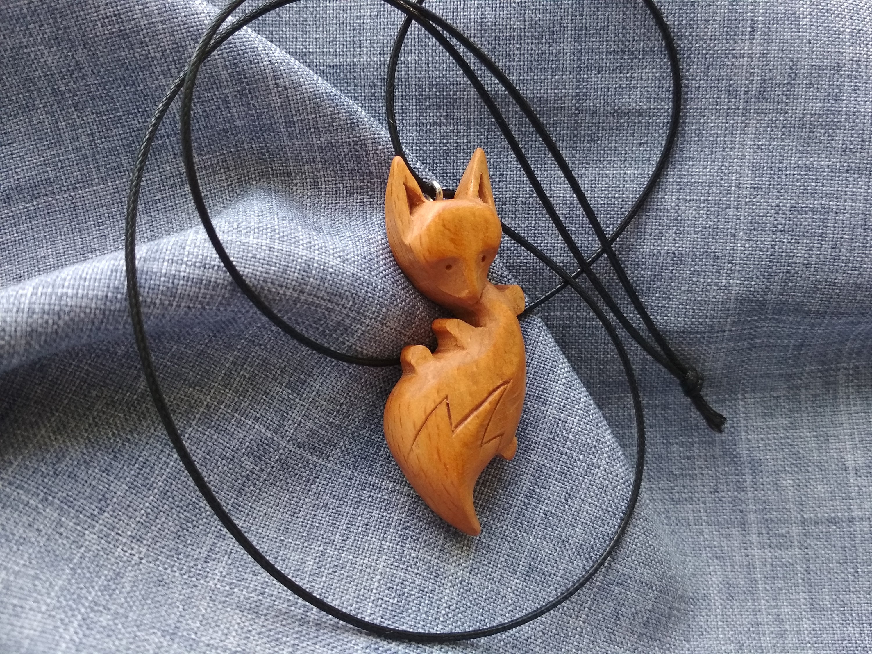 Wooden Pendant Fox . Wood Carving Fox. Fox Wooden Necklace Handmade. - Etsy