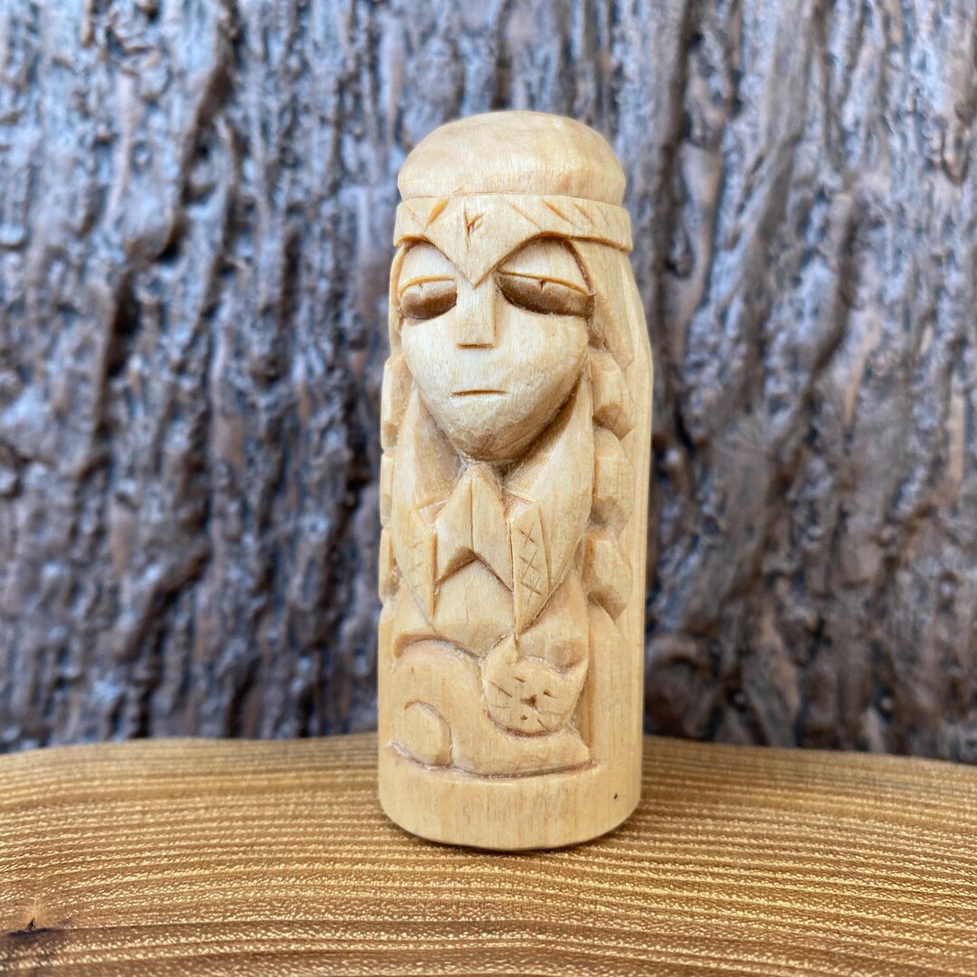 Pagan Protection Amulet Wood Prayer Altar Statue Freya Allfather Statue ...