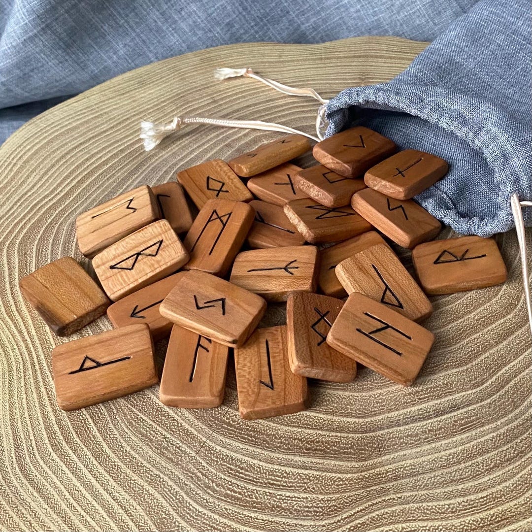 Wooden Norse Runes Set Elder Futhark Hand Carved Viking Rune Gift ...