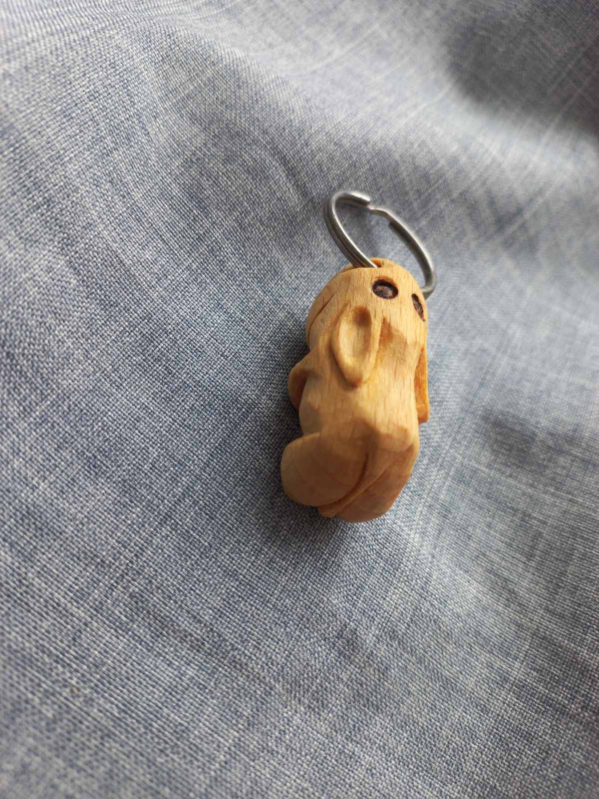 Wood Hand Carved Keychain Donkey. Handmade Yellow Donkey Keychain ...