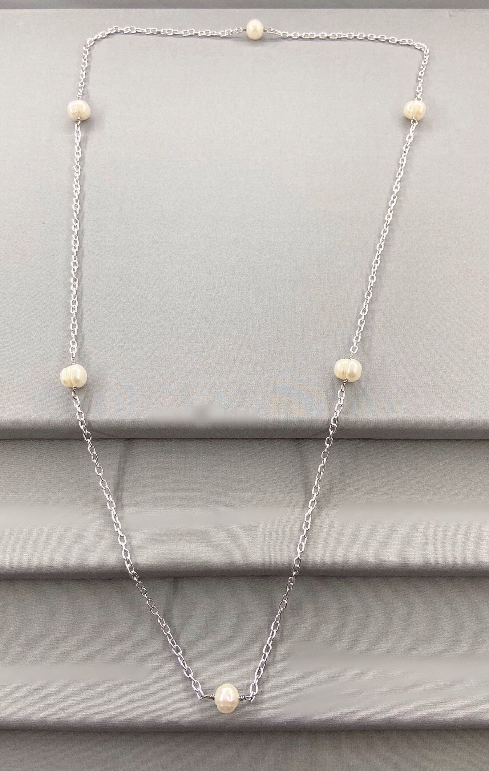 Long Chain Rope Style Pearl Endless Necklace, 34 Inch, Choice of Colour ...