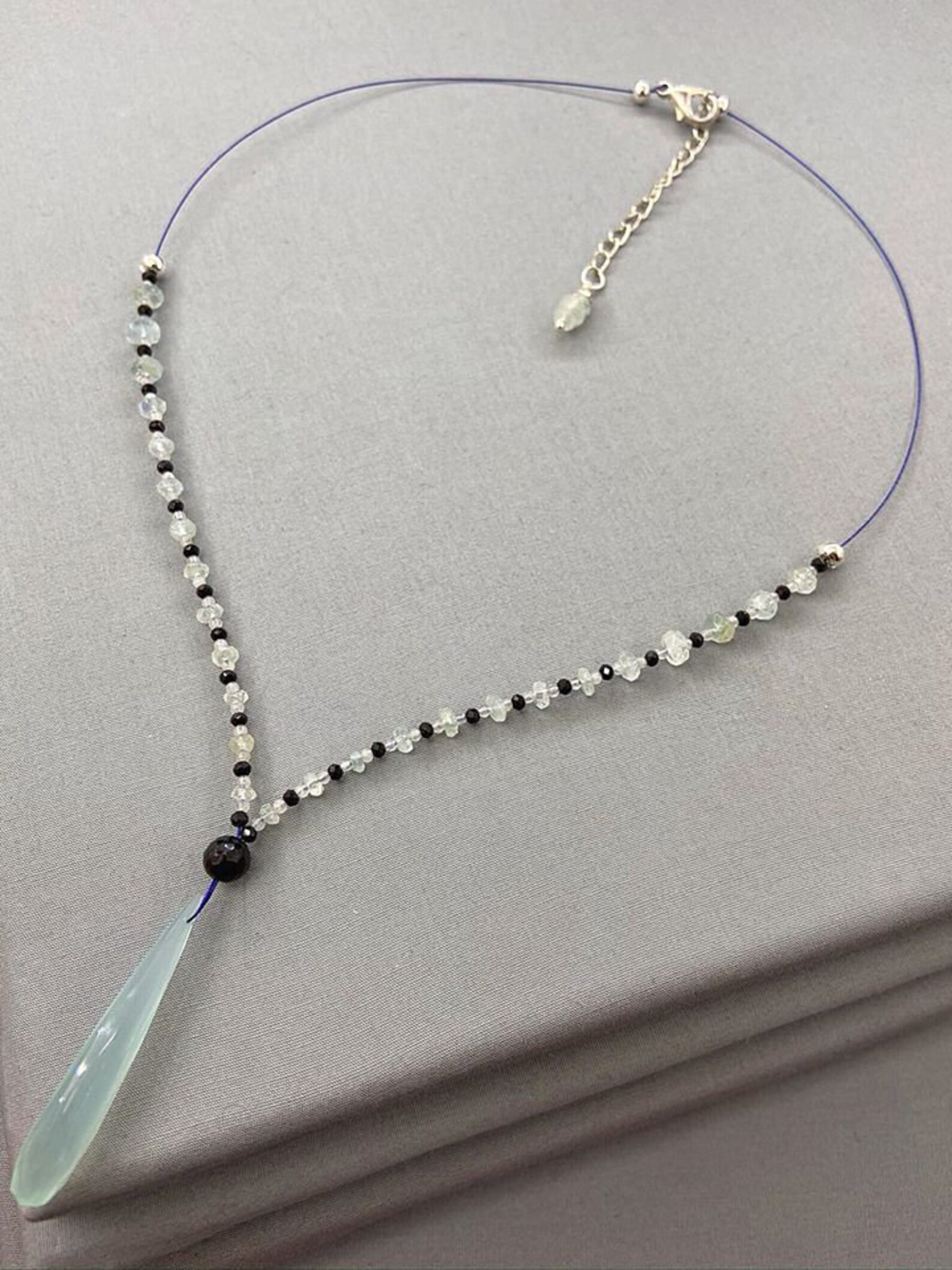 Delicate Blue Teardrop Necklace Dainty Necklace Aquamarine - Etsy