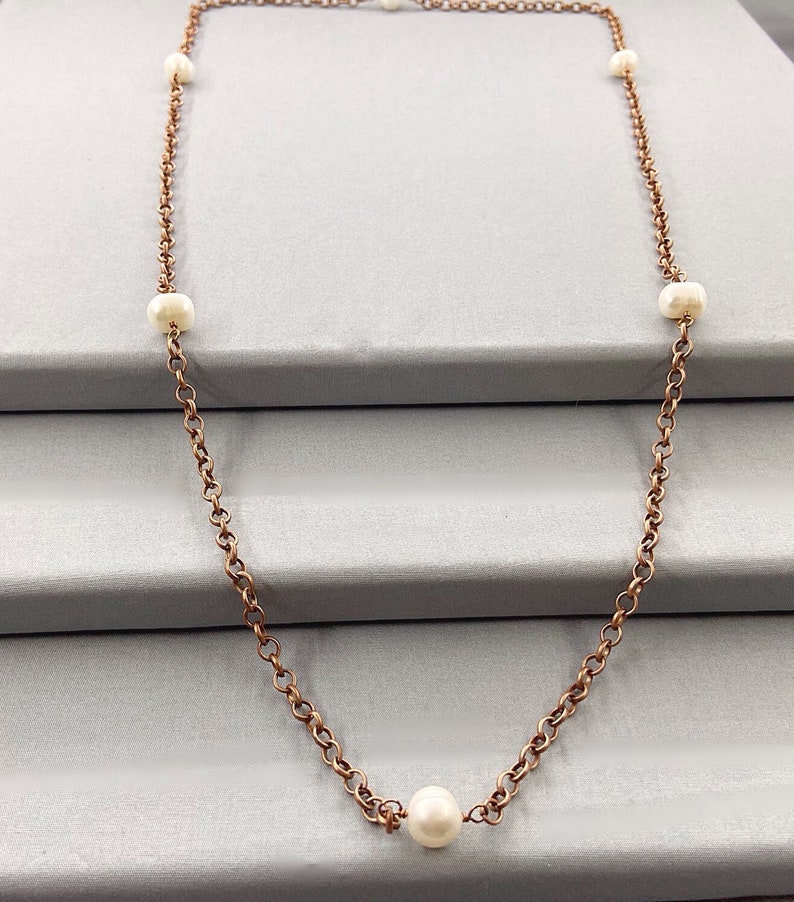 Long Chain Rope Style Pearl Endless Necklace, 34 Inch, Choice of Colour ...