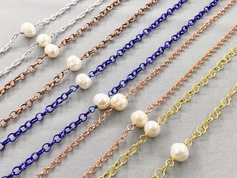 Long Chain Rope Style Pearl Endless Necklace, 34 Inch, Choice of Colour ...