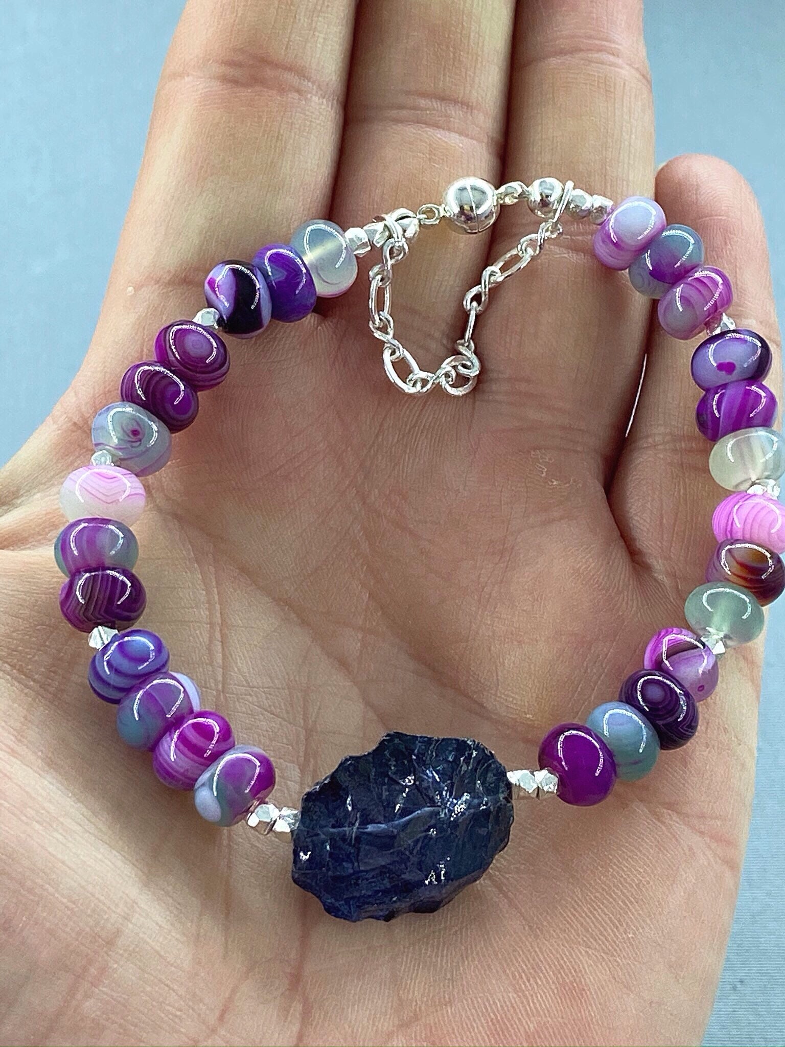 Blauwe kwarts armband ruwe kwarts agaat kralen armband - Etsy Nederland