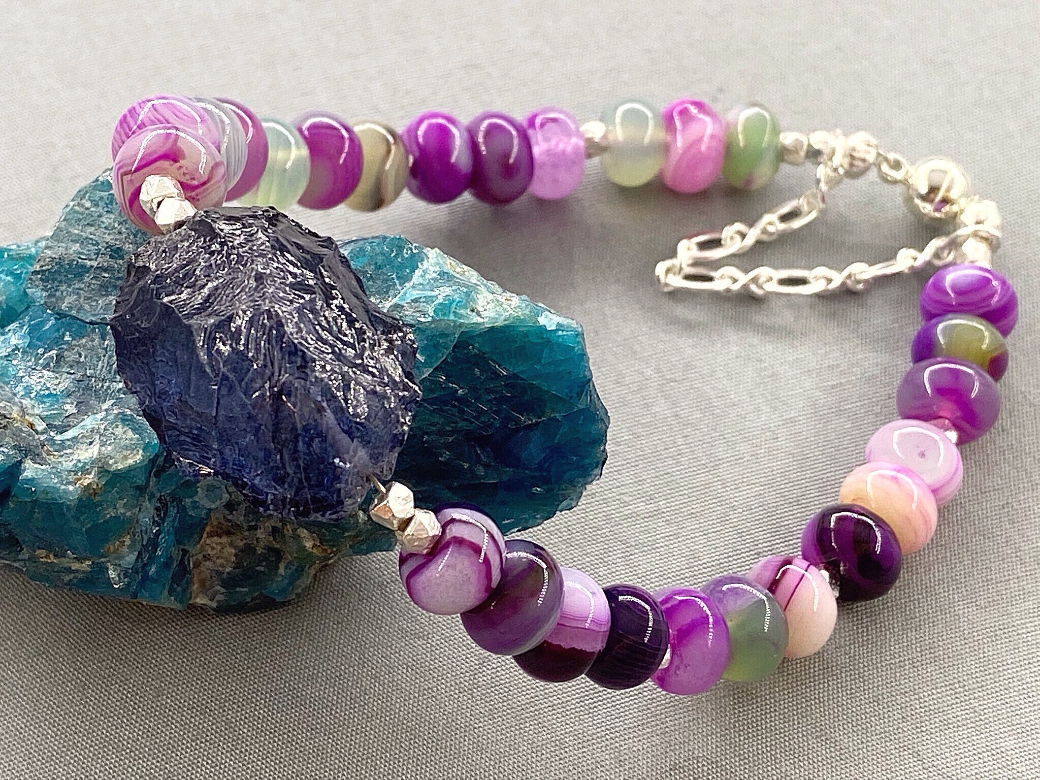 Blauwe kwarts armband ruwe kwarts agaat kralen armband - Etsy Nederland