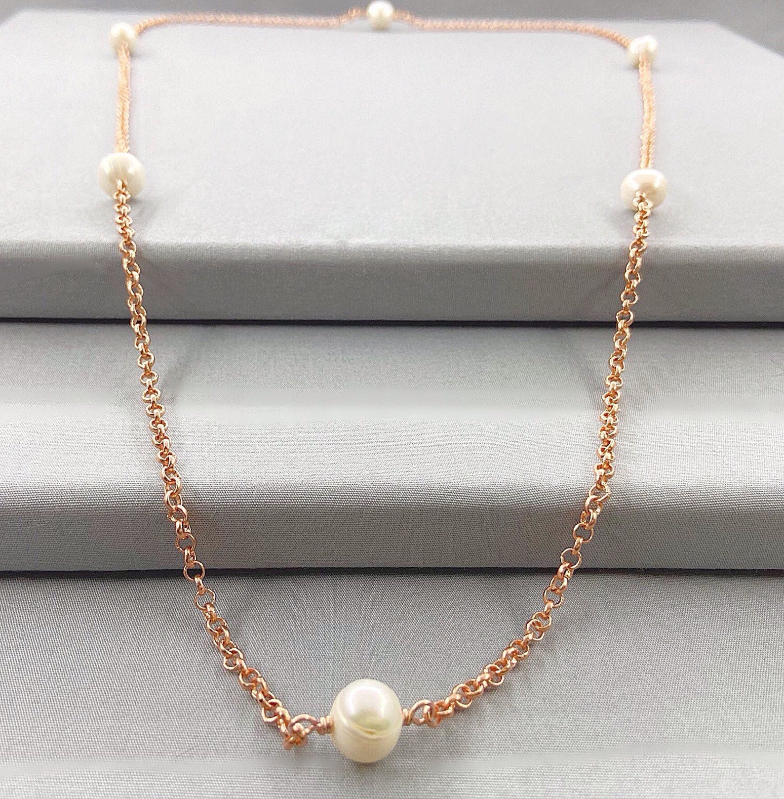 Long Chain Rope Style Pearl Endless Necklace, 34 Inch, Choice of Colour ...