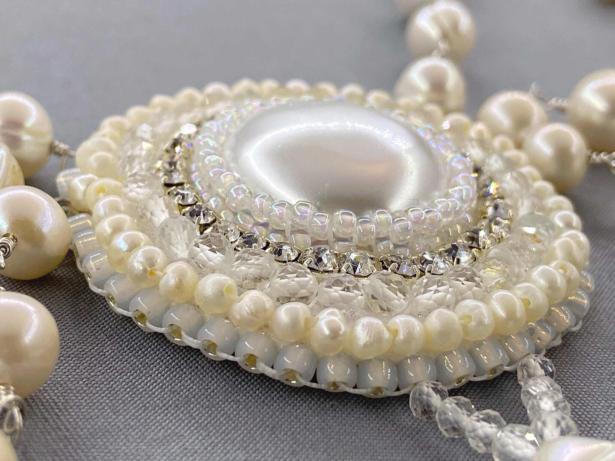 Vintage Bridal Pearl Drape Necklace: Sterling Silver & Topaz - Etsy