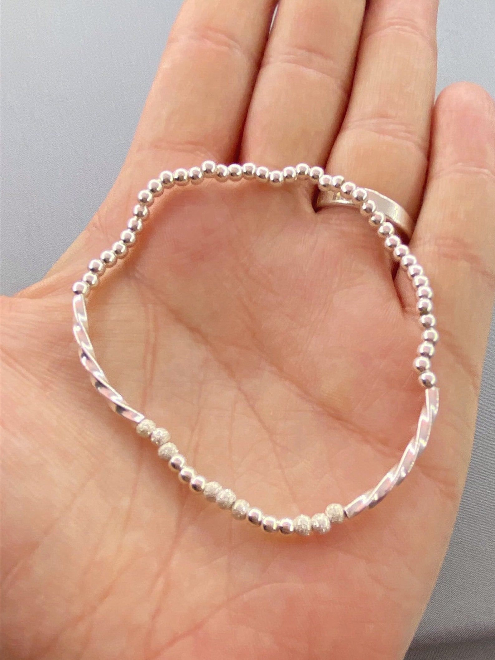 Delicate Sterling Silver Stretch Bracelet Thin Silver - Etsy