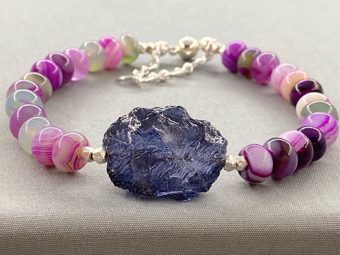 Blauwe kwarts armband ruwe kwarts agaat kralen armband - Etsy Nederland