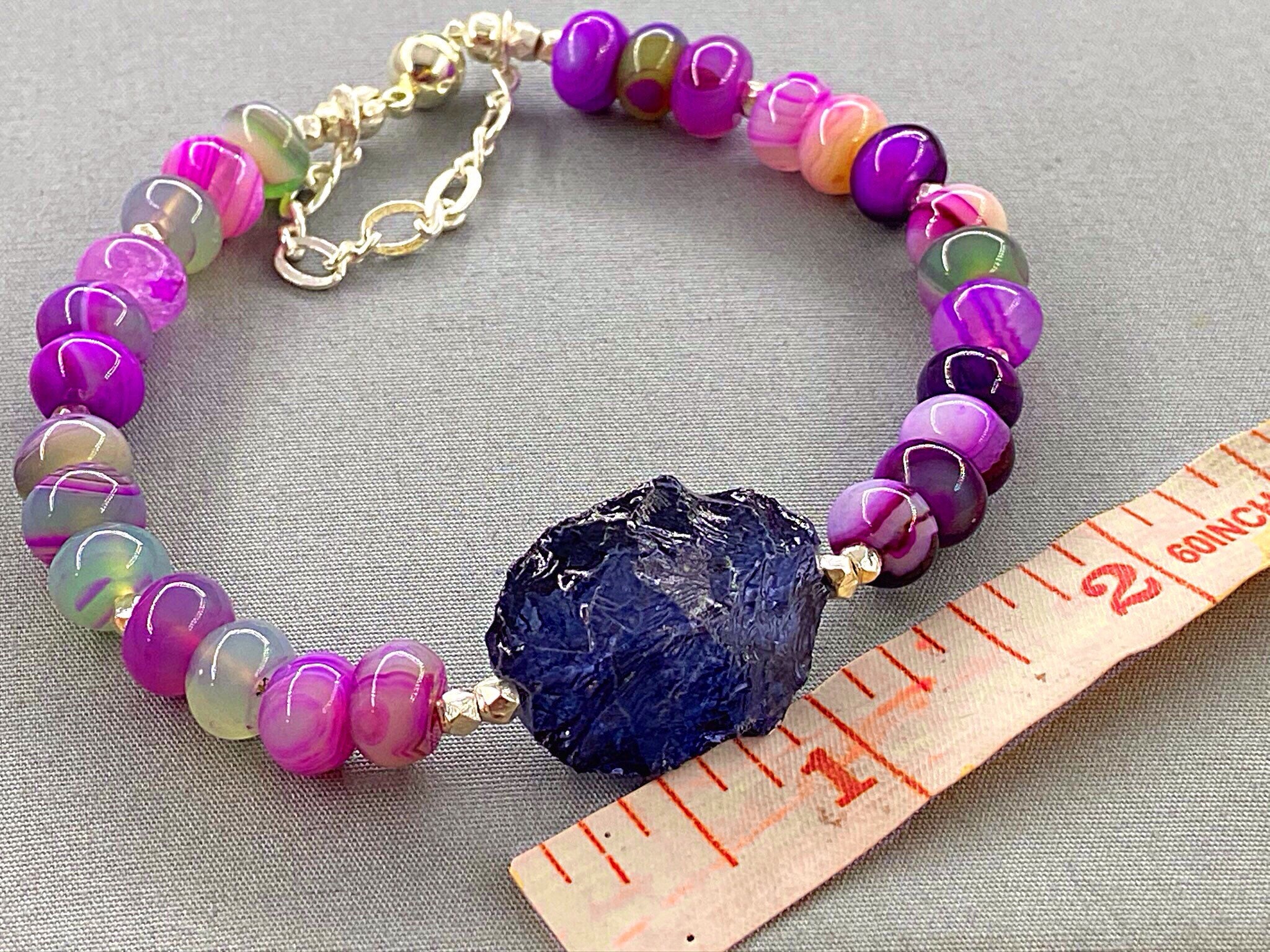 Blauwe kwarts armband ruwe kwarts agaat kralen armband - Etsy Nederland