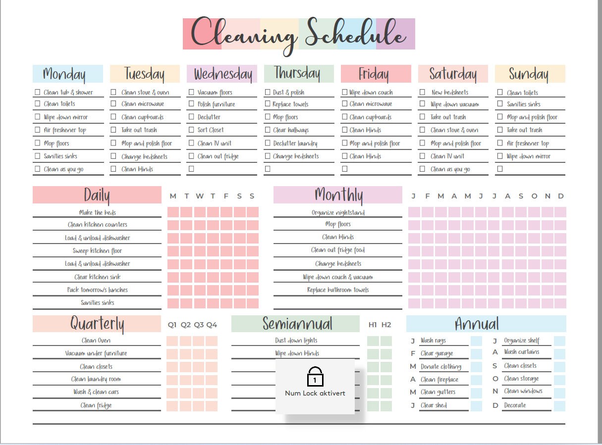 EDITABLE Cleaning Planner, Cleaning Checklist, Cleaning Schedule ...