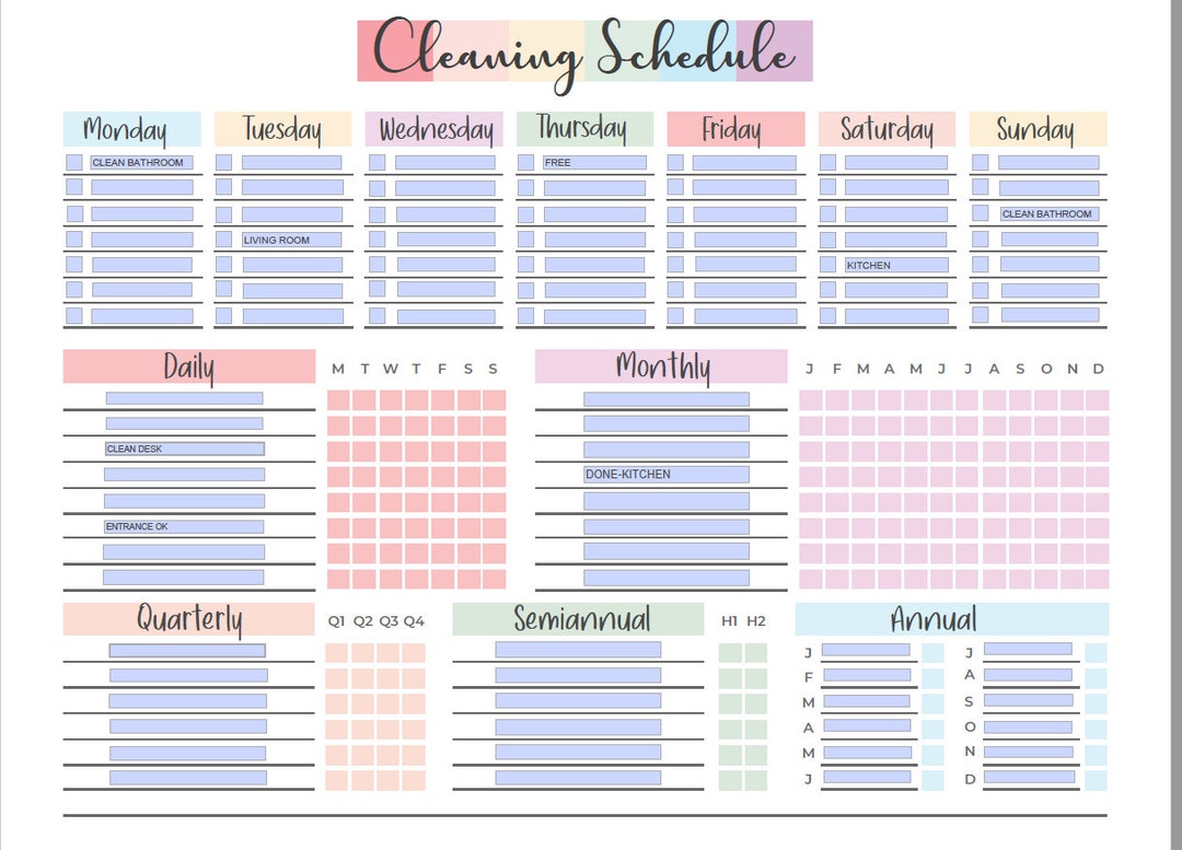 EDITABLE Cleaning Planner, Cleaning Checklist, Cleaning Schedule ...
