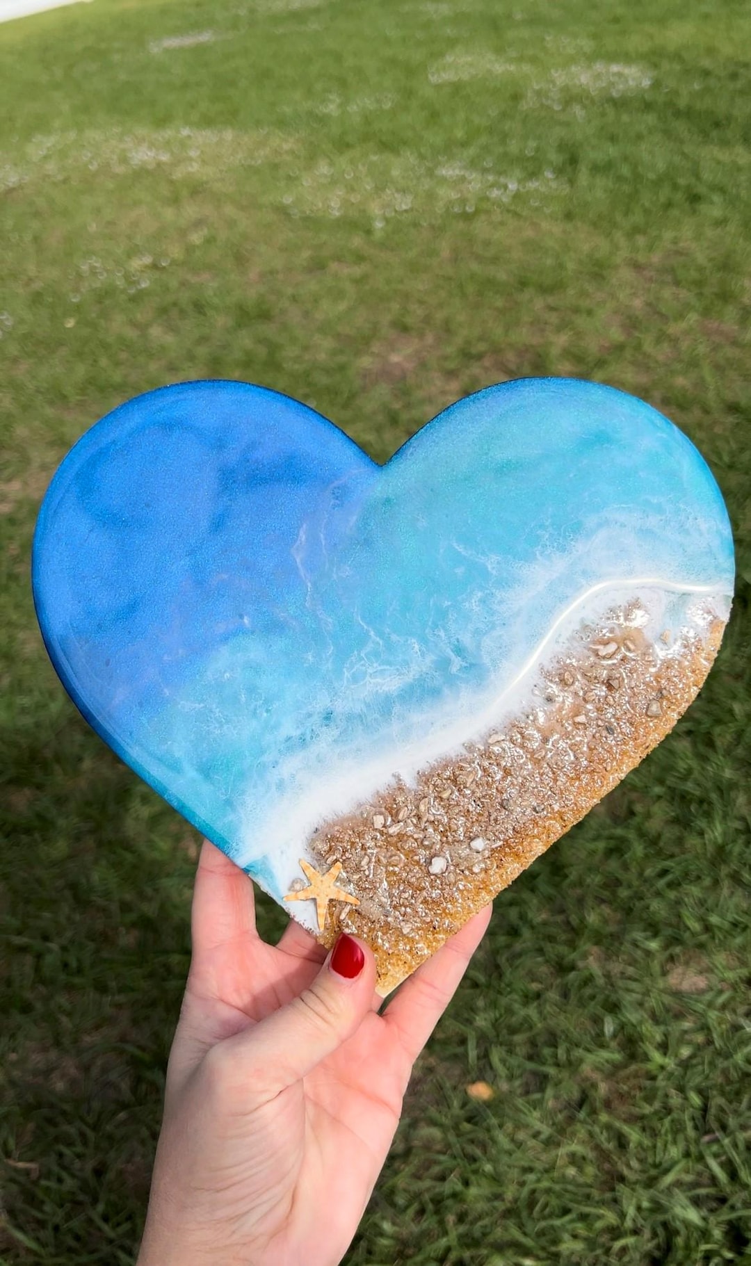 Custom Memorial Heart With Ashes, Resin Ocean Art, Pet Memorial - Etsy