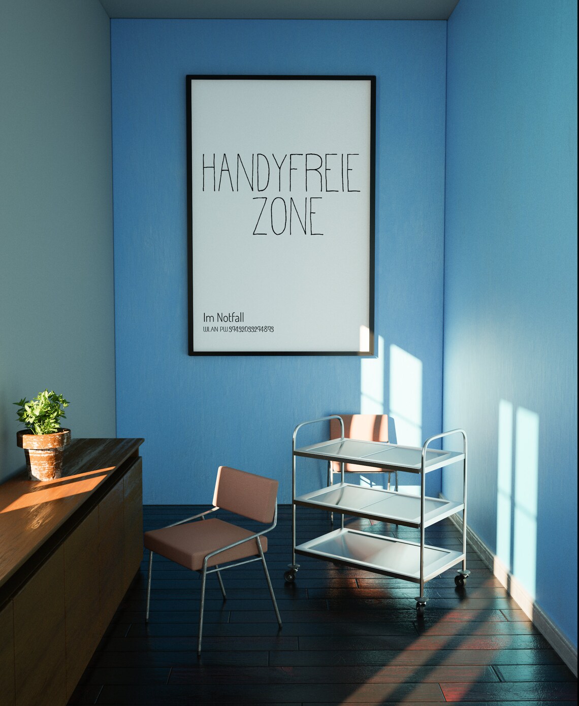 Handyfreie Zone - Poster, personalisiert mit W-Lan Passwort, in den ...