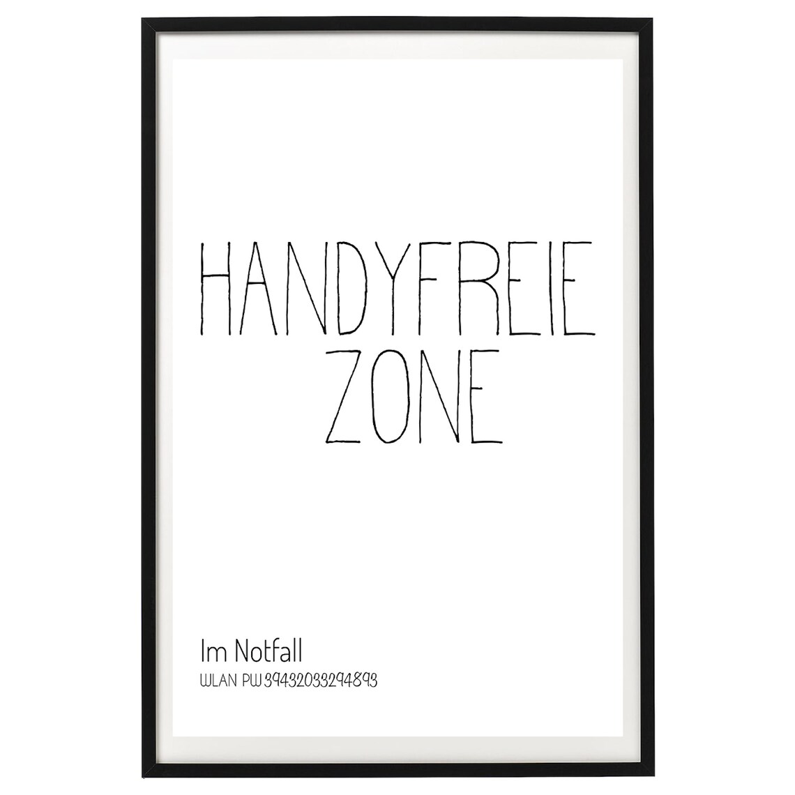 Handyfreie Zone - Poster, personalisiert mit W-Lan Passwort, in den ...