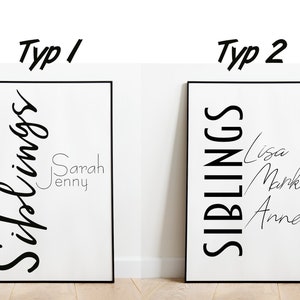 Siblings Poster, personalisiert mit Namen, in den Größen A5 A3 - Etsy.de