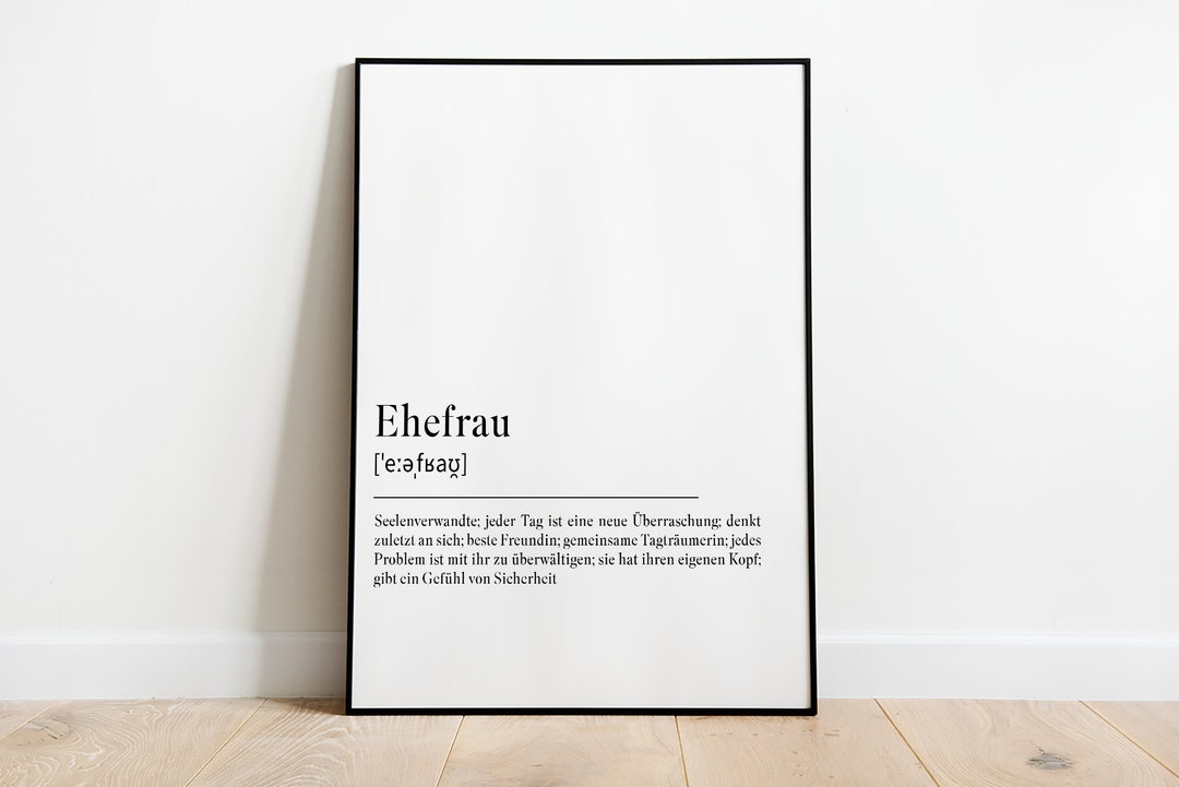 Ehefrau Definition Poster, Hochzeitsgeschenk, Weltfrauentag ...