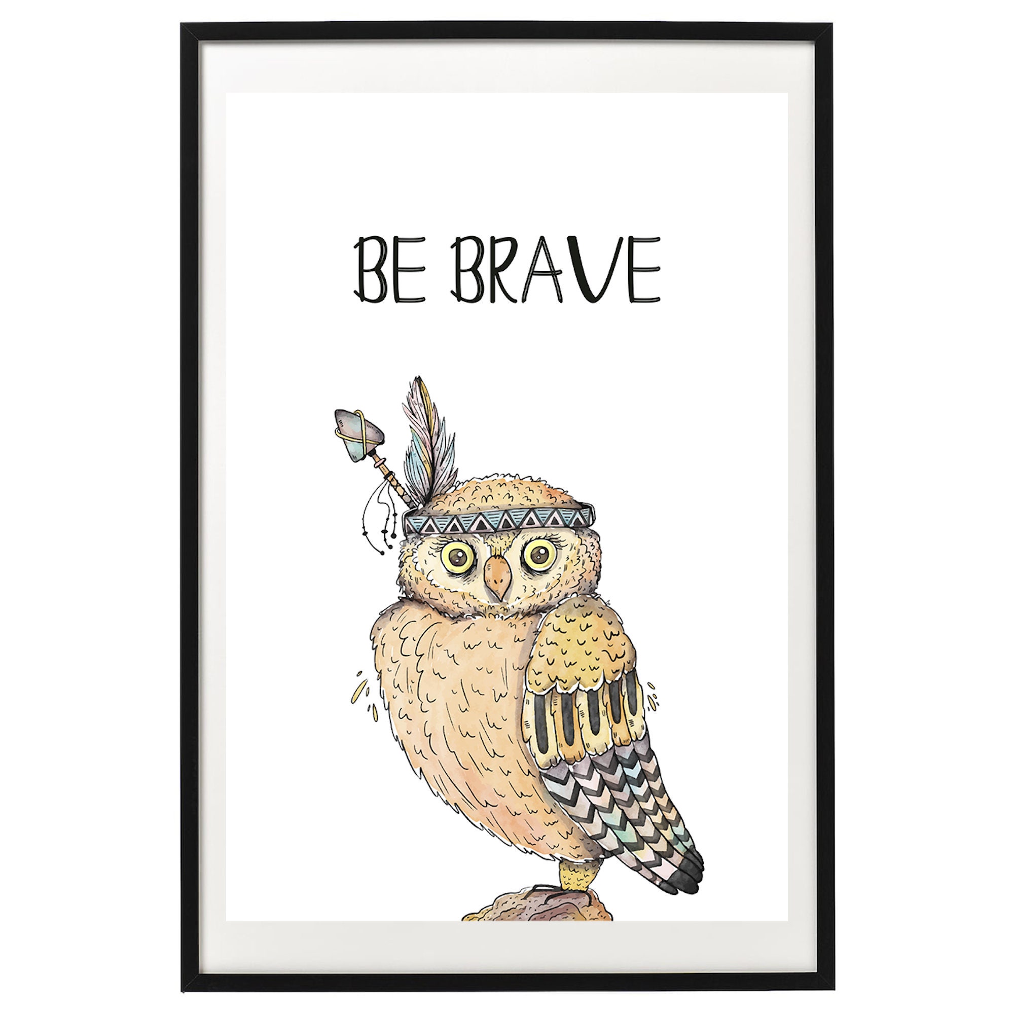 Be Brave Boho Poster mit süßer Eule in den Größen A5 bis A3 | Etsy