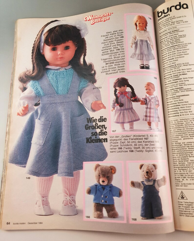Magazine Burda Moden December 1984 Paper Patterns Retro Clothing Burda ...