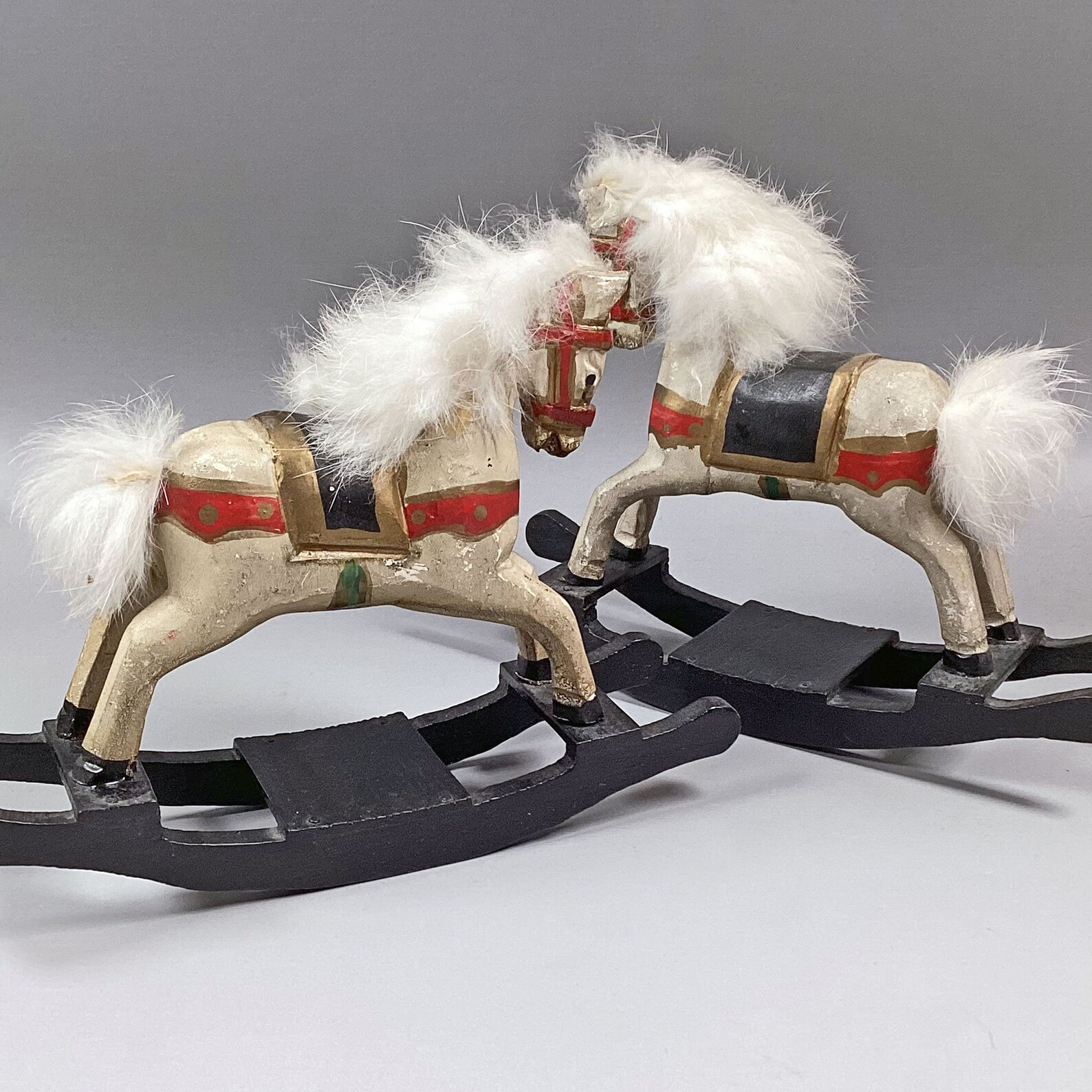 Pair Wood Horses Swing Figurines Horse White Rocking Chairs - Etsy