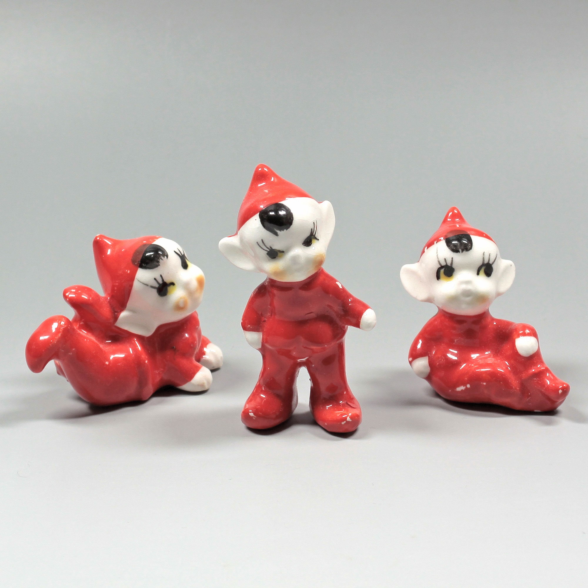 Old Japan Mini Elves Pixie Japan Mini Fiurine Ceramic Small Elves Small ...