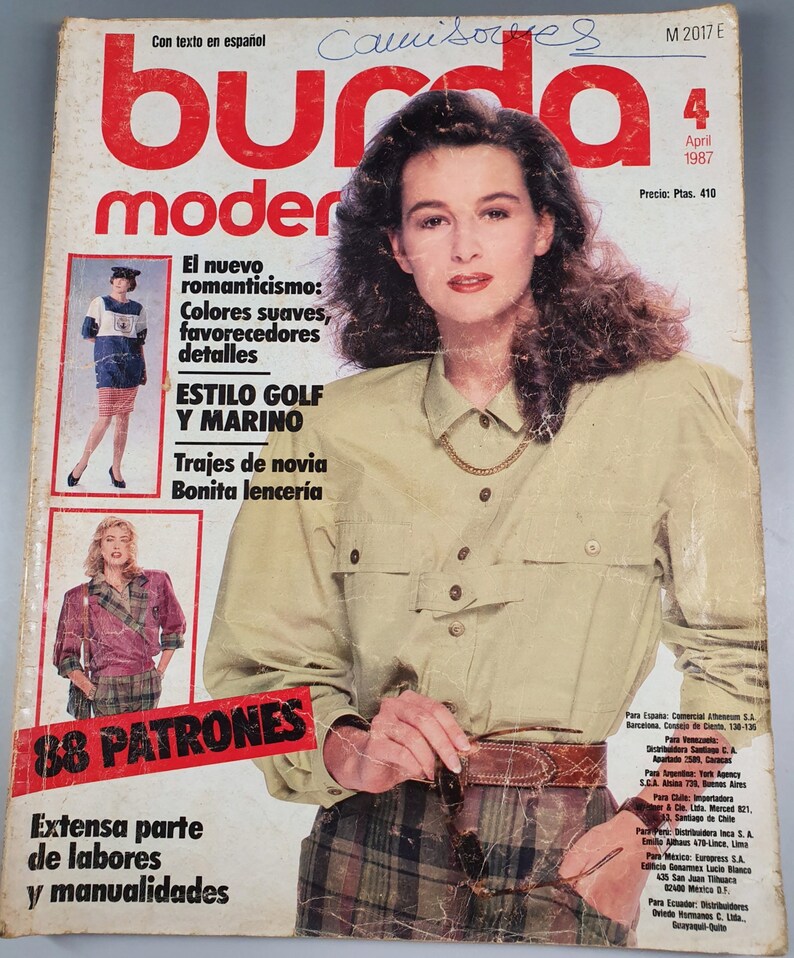 Burda Moden Paper Patterns April 1987 Retro Burda Fashion - Etsy
