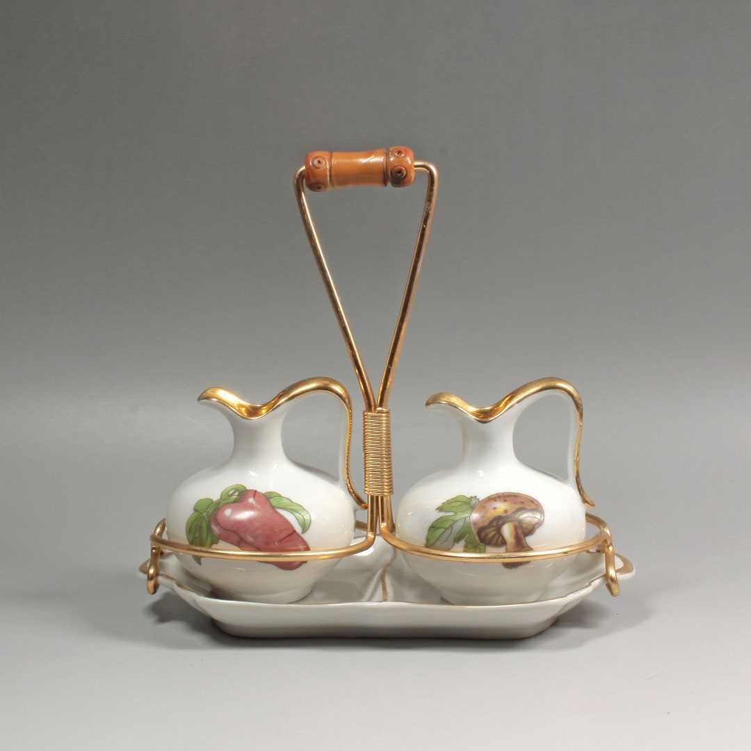 Chicken Cruet Pottery Set Saucer Ceramic Vintage Tray Chicken Rustic ...