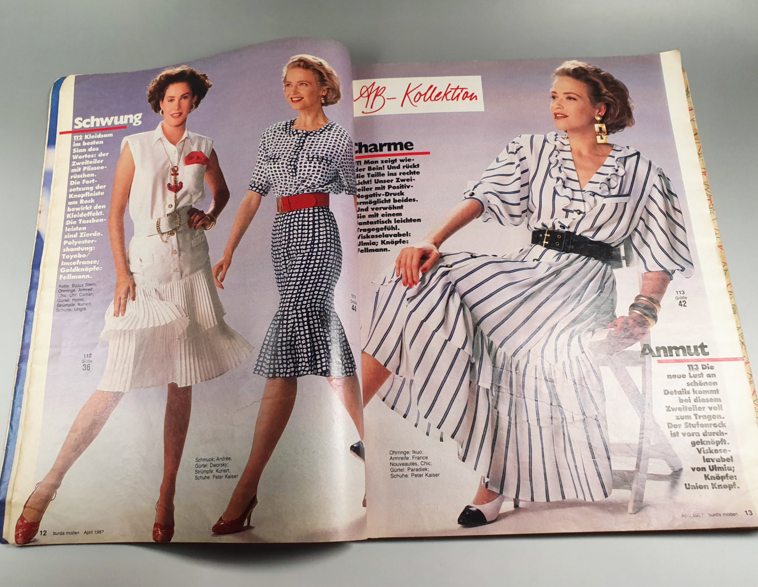 Burda Moden Paper Patterns April 1987 Retro Burda Fashion - Etsy