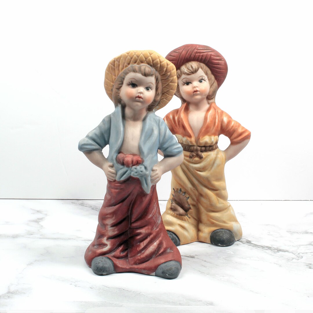 Vintage Yard Hooligans Figurines, Ceramic Country Boy Figurines, Farm ...