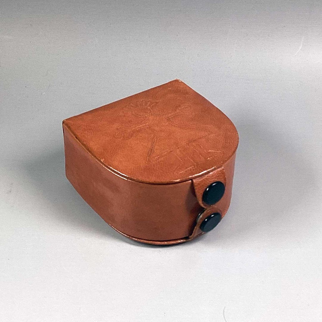 Vintage Small Brown Leather Money Box Coin Mini Box Voy Purse Money ...