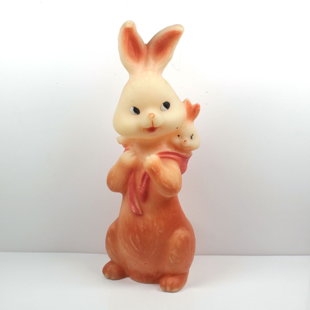 Old Rubber Rabbit Toy Vintage Rabbit Family Mom Orange Rabbit Charm ...