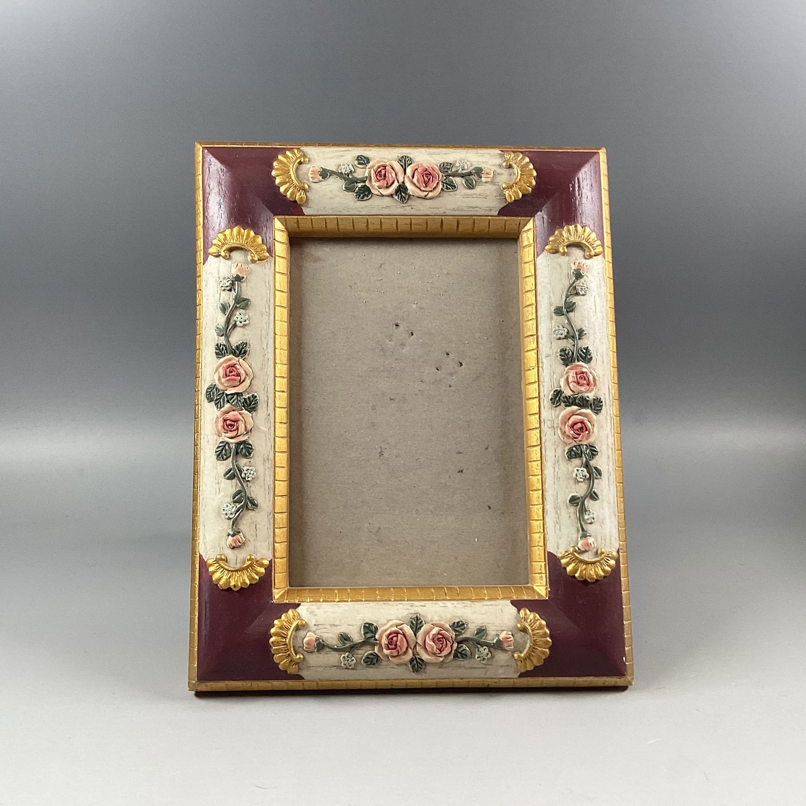 Vintage 1970s Photo Frame Old Barocco Purple Flower Photo Frames Italy ...