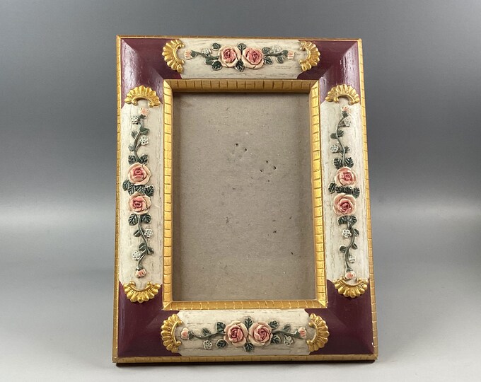 Vintage 1970s Photo Frame Old Barocco Purple Flower Photo Frames Italy ...