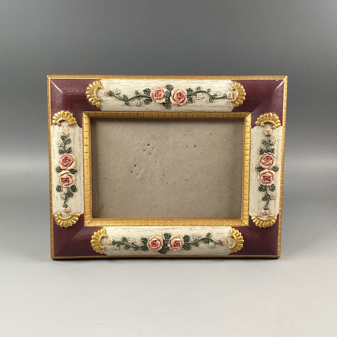 Vintage 1970s Photo Frame Old Barocco Purple Flower Photo Frames Italy ...