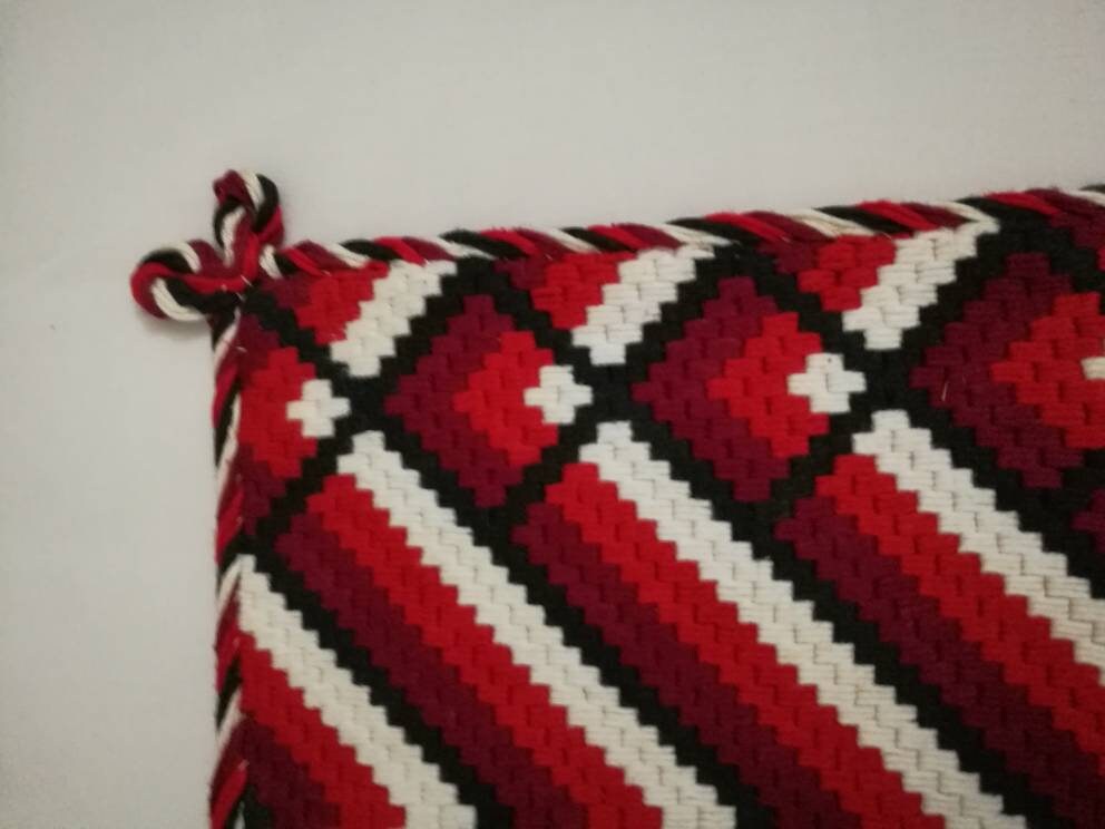 Vintage Wall Rug From the 50s Handmade in White Red and - Etsy