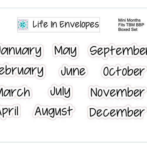 Jenplans Months of the Year // 36 Point Font // Fits .5 - Etsy