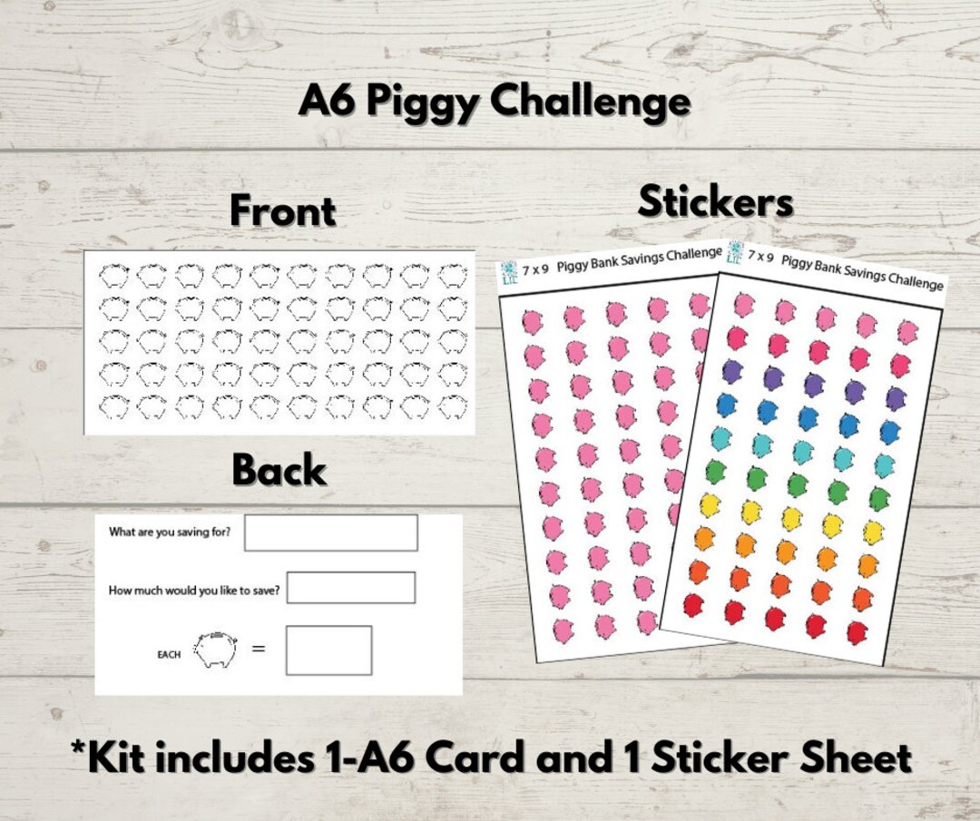 Piggy Savings Challenge / A6 Pack / Individual Pages Also Available - Etsy