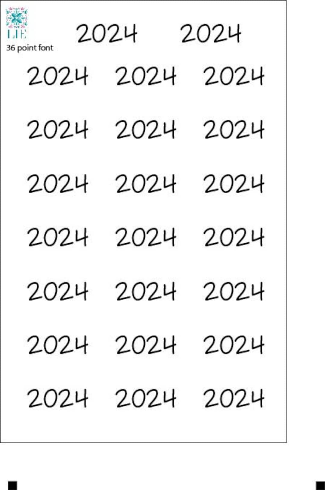 2024 // 36 Point Font // Script Stickers // Jenplans Font - Etsy