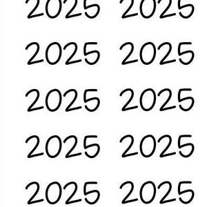 XL 2025 Titles // 63 Point Font //script Stickers // Jenplans Font - Etsy