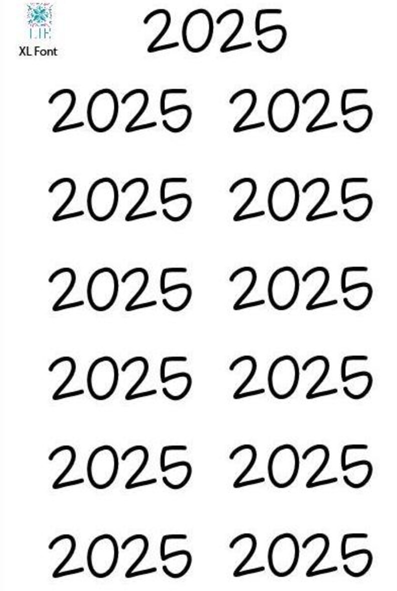 XL 2025 Titles // 63 Point Font //script Stickers // Jenplans Font - Etsy