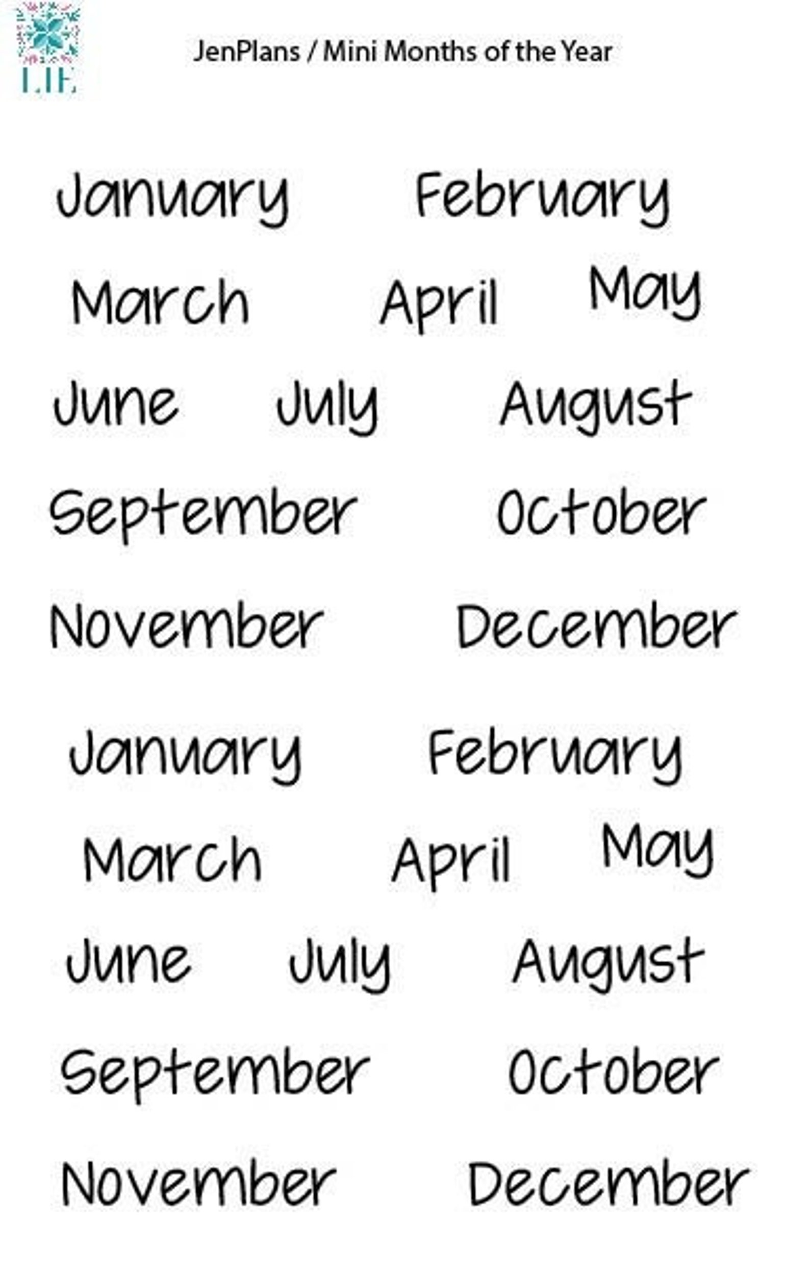 Jenplans Mini Months of the Year // Jenplans Font // Fits TBM BBP Boxed ...