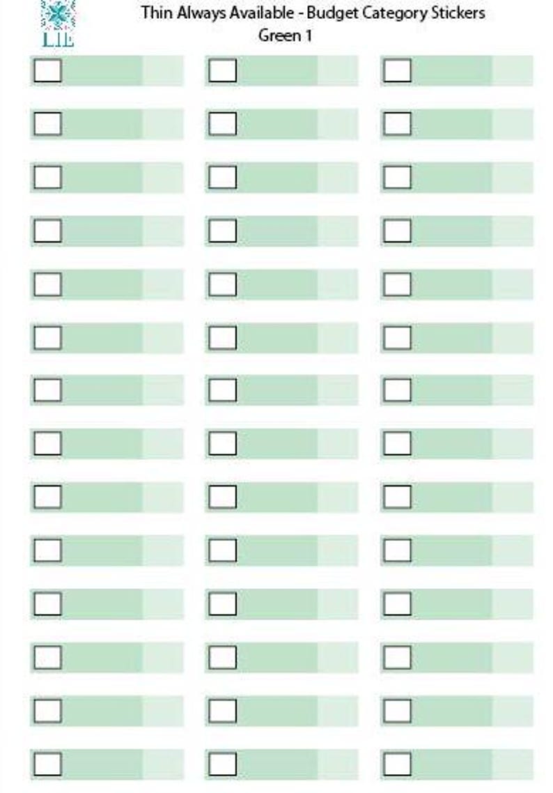 Thin Green 1 - Always Available - 1.5" Budget Category Stickers - Etsy