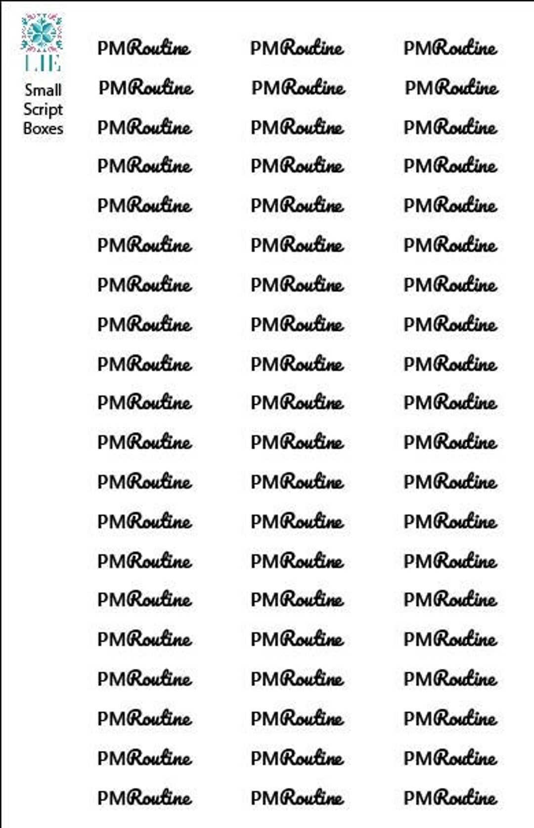 PM Routine // Script Stickers // Small Size // Mixed Font // Sheet 5.5 ...